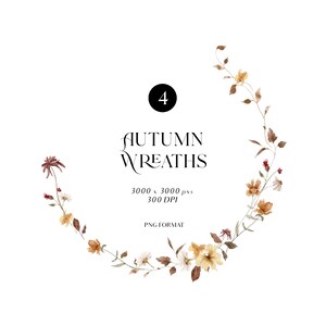 Autumn Watercolor Floral Clipart Fall Clipart Watercolor Fall Wreath ...