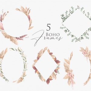 BOHO Fall Floral Watercolor Clipart Set Greenery Romantic Art ...