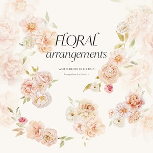 Watercolor Peach Blush Flowers Clip Art- Watercolor Spring Flower ...