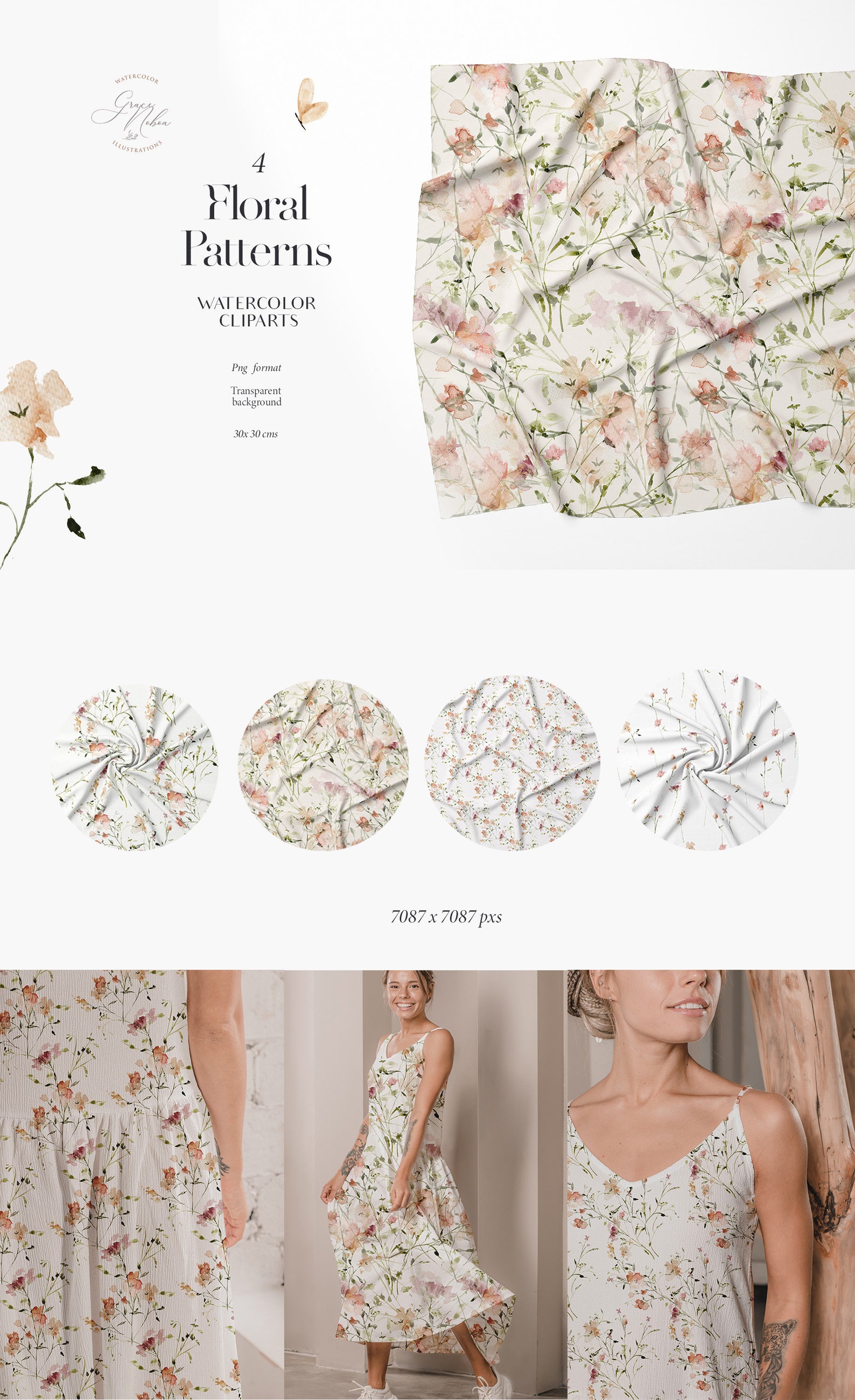 Watercolor Flower Clipart Watercolor Floral Set Watercolor - Etsy