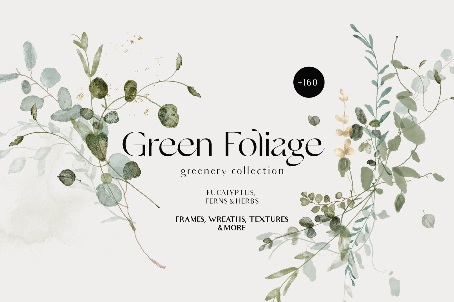 Watercolor Greenery Clipart Eucalyptus Clipart Foliage - Etsy