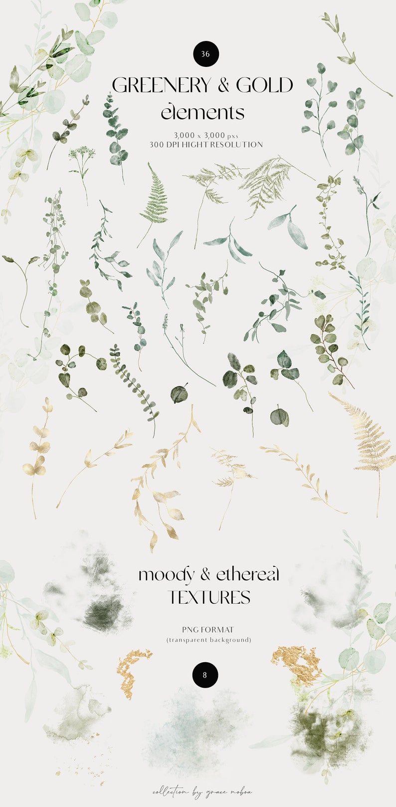 Watercolor Greenery Clipart Eucalyptus Clipart Foliage - Etsy