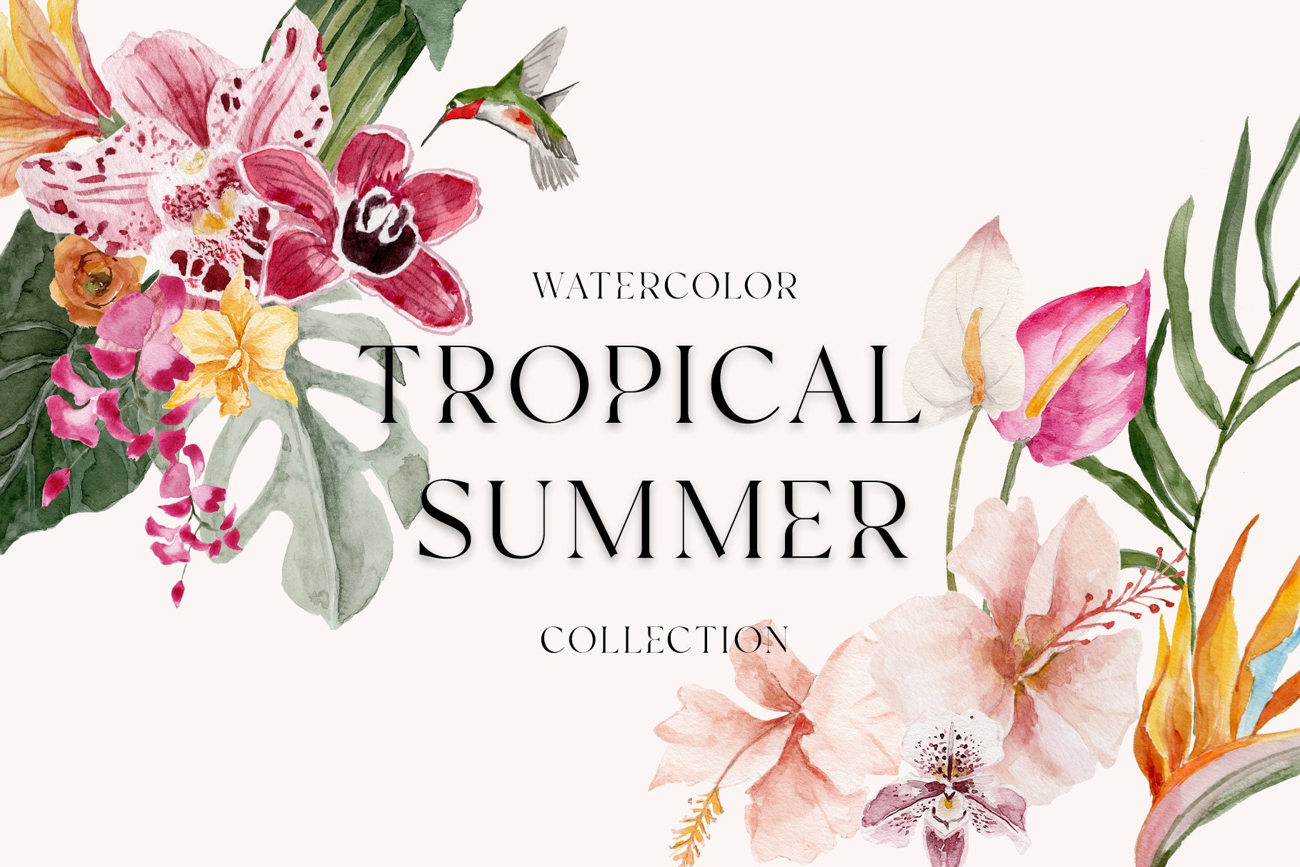 Tropical Watercolor Floral Clipart Tropical Flowers - Etsy