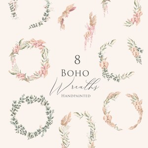 BOHO Fall Floral Watercolor Clipart Set Greenery Romantic Art ...