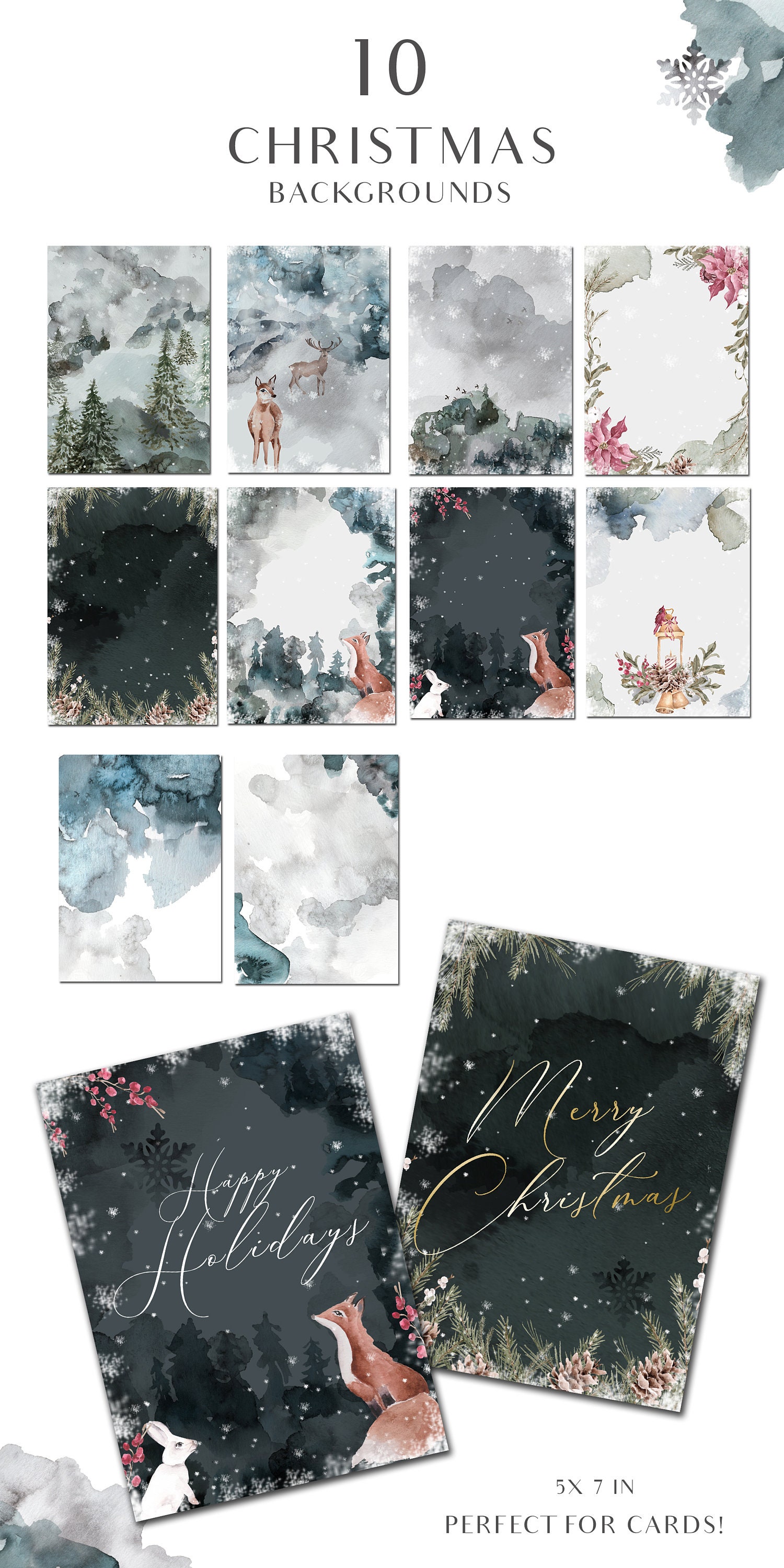 Christmas Winter Watercolor Clipart Holly Bouquet - Etsy