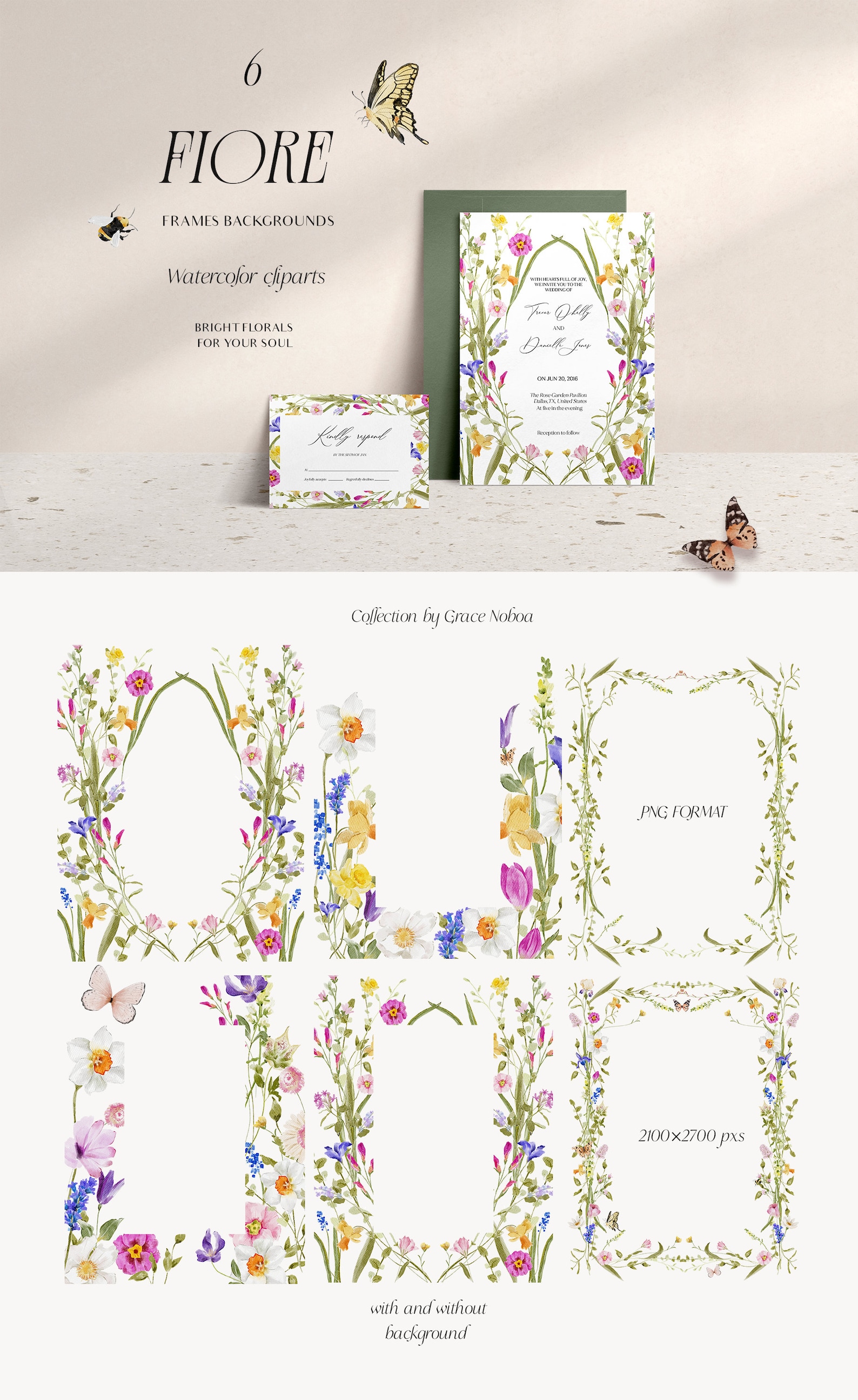 Watercolor Wildflower Botanical Floral Clipart Watercolor Garden ...