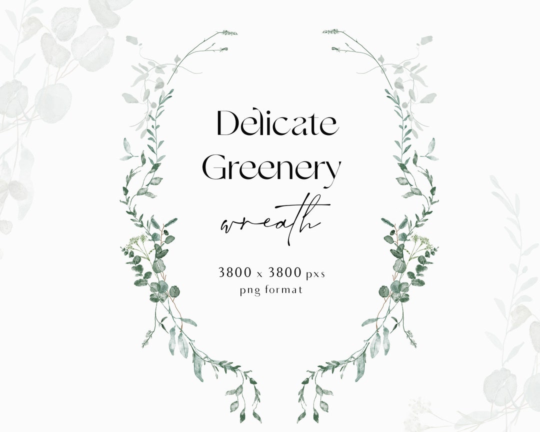 Watercolor Greenery Clipart Watercolor Wreath PNG Watercolor Bouquet ...
