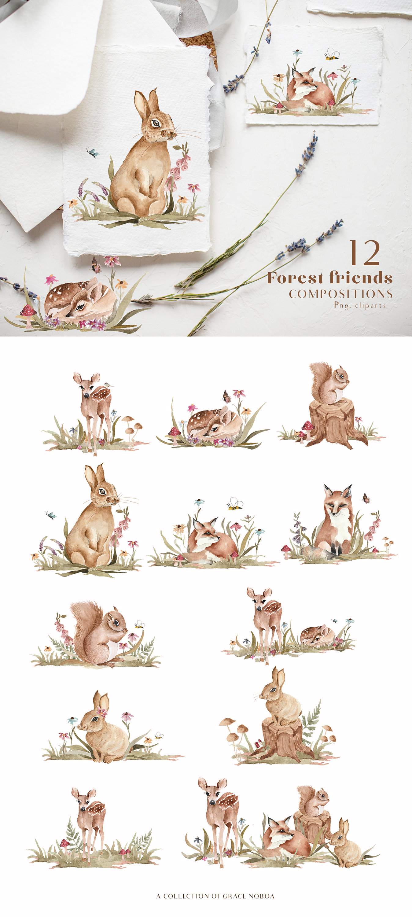 Woodland Animal Clipart Forest Cute Animals Clipart - Etsy