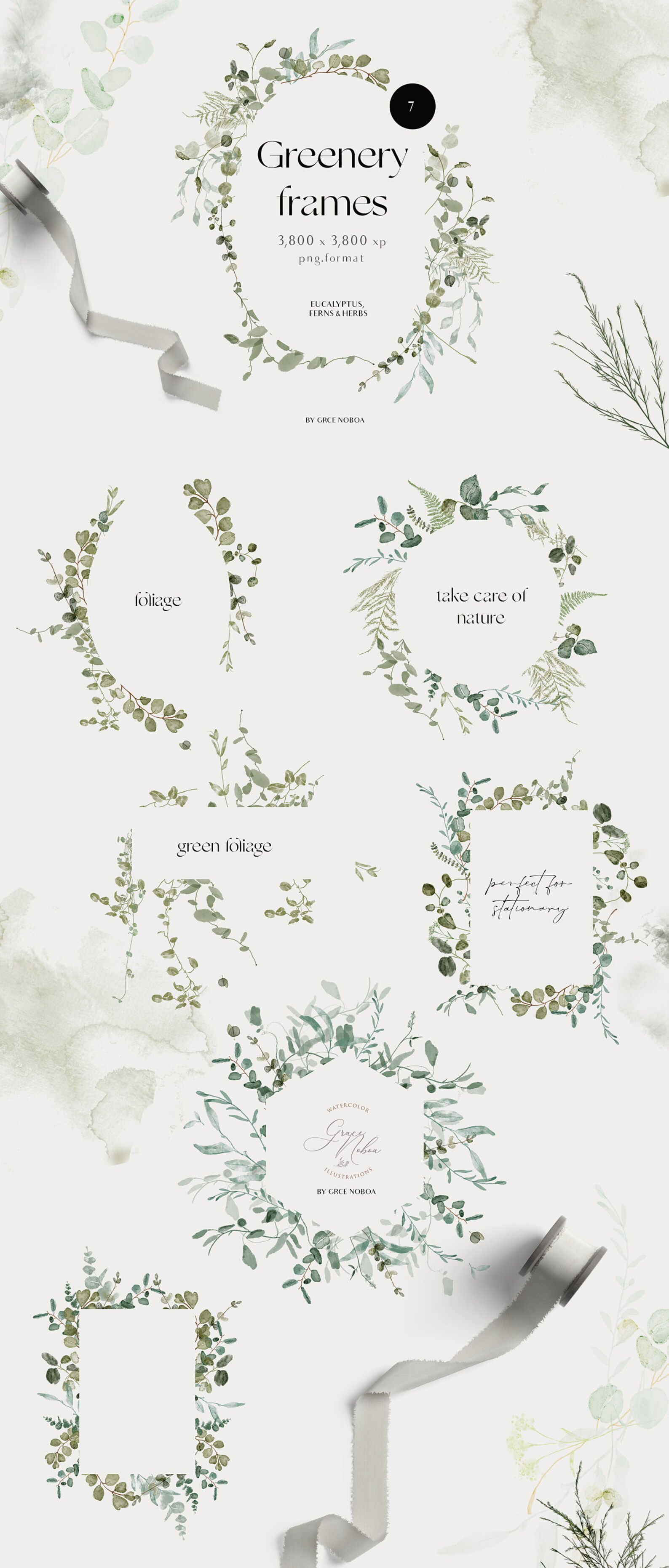Watercolor Greenery Clipart Eucalyptus Clipart Foliage - Etsy