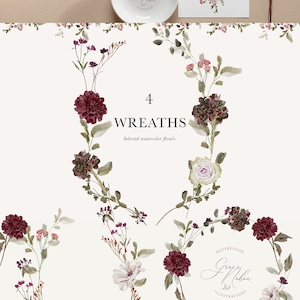 Burgundy Watercolor Fall Png Watercolor Floral Clip Art-marsala ...