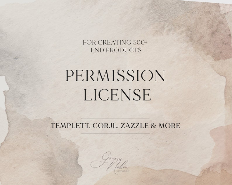Permission License: for Using on Templett Corjl Zazzle & - Etsy