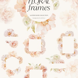 Watercolor Peach Blush Flowers Clip Art- Watercolor Spring Flower ...