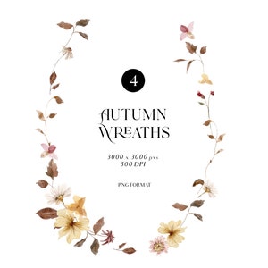 Autumn Watercolor Floral Clipart Fall Clipart Watercolor Fall Wreath ...