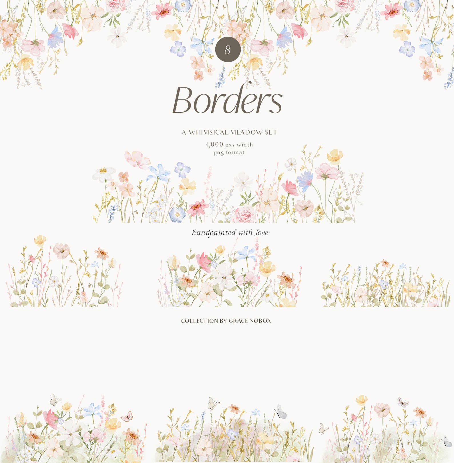 Watercolor Flowers Clipart Spring Floral Wild Floral Clipart Summer ...