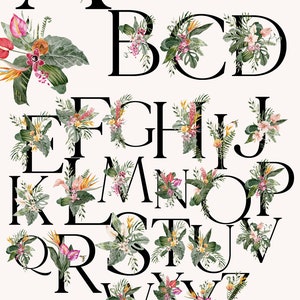 Tropical Watercolor Floral Clipart - Tropical Flowers - Tropical Leaves ...