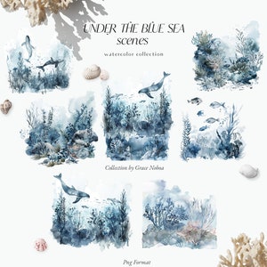 Watercolor Sea Ocean Animals- Watercolor Underwater World - Sea Plants ...