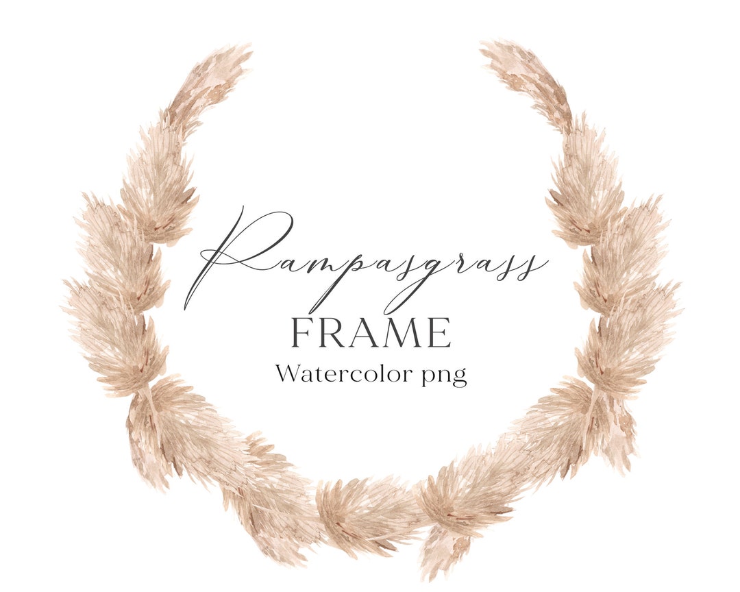 Pampas Grass Png Wreath Clipart- Boho Dried Leaves Composition ...