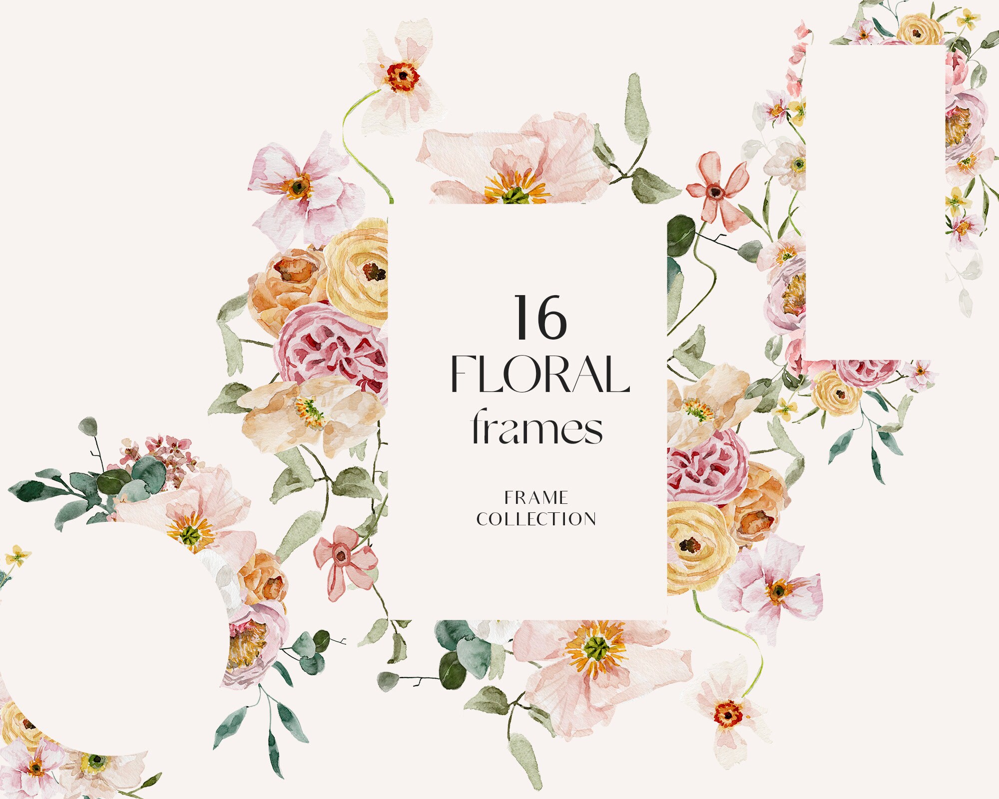 Watercolor Floral Clipart Spring Floral Peach Flower Spring - Etsy