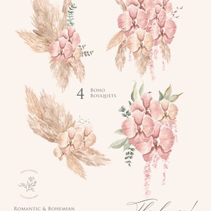 BOHO Fall Floral Watercolor Clipart Set Greenery Romantic Art ...