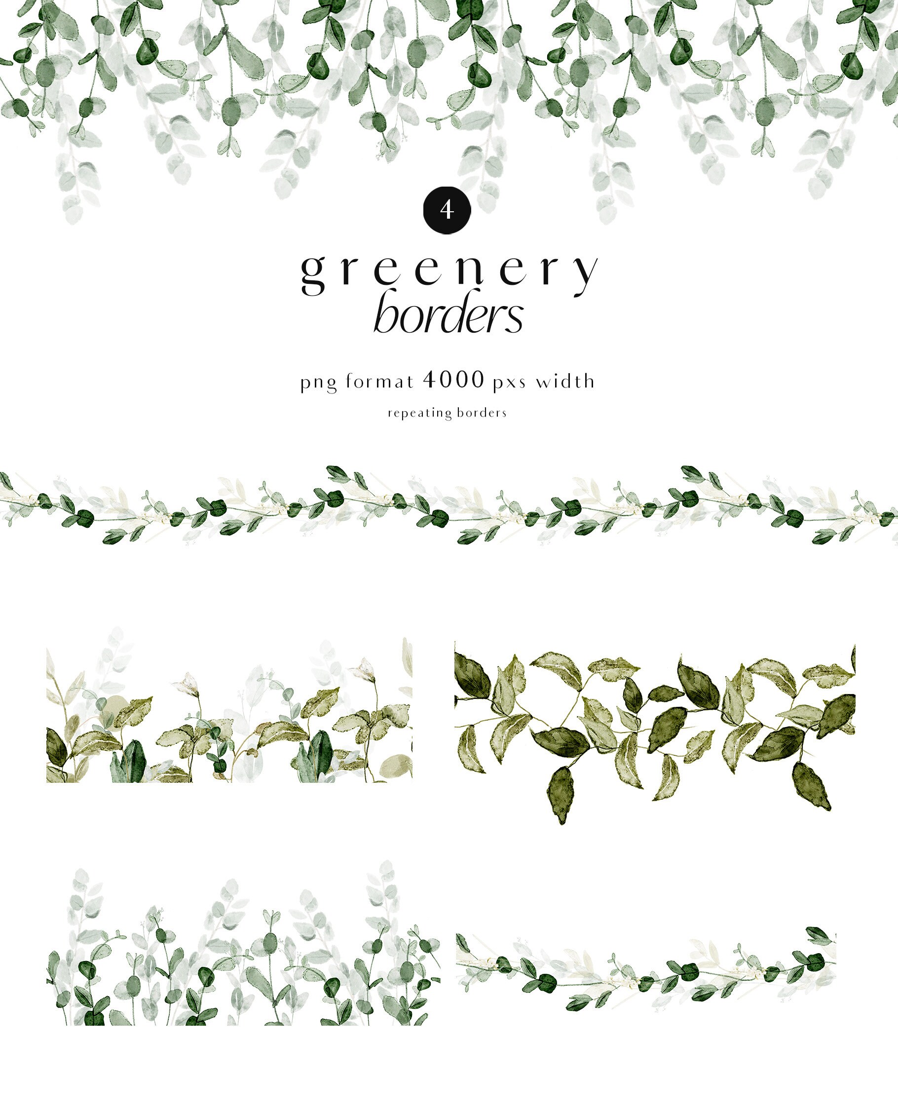 Watercolor Greenery Clipart Eucalyptus Clipart Foliage - Etsy