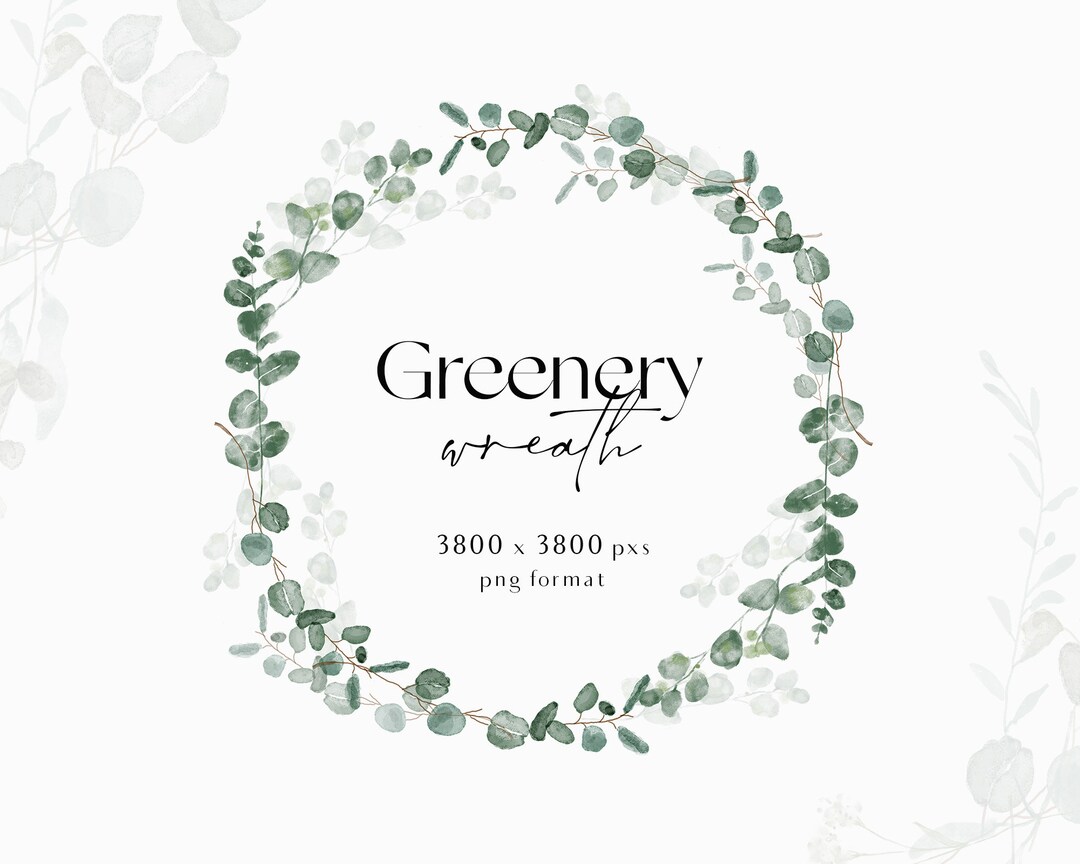 Watercolor Greenery Clipart Watercolor Wreath PNG Watercolor Bouquet ...