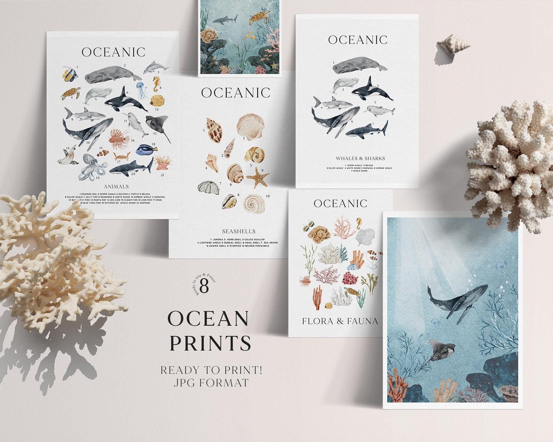 Watercolor Ocean Coastal Nursery Prints - Children's Art Poster -sea ...