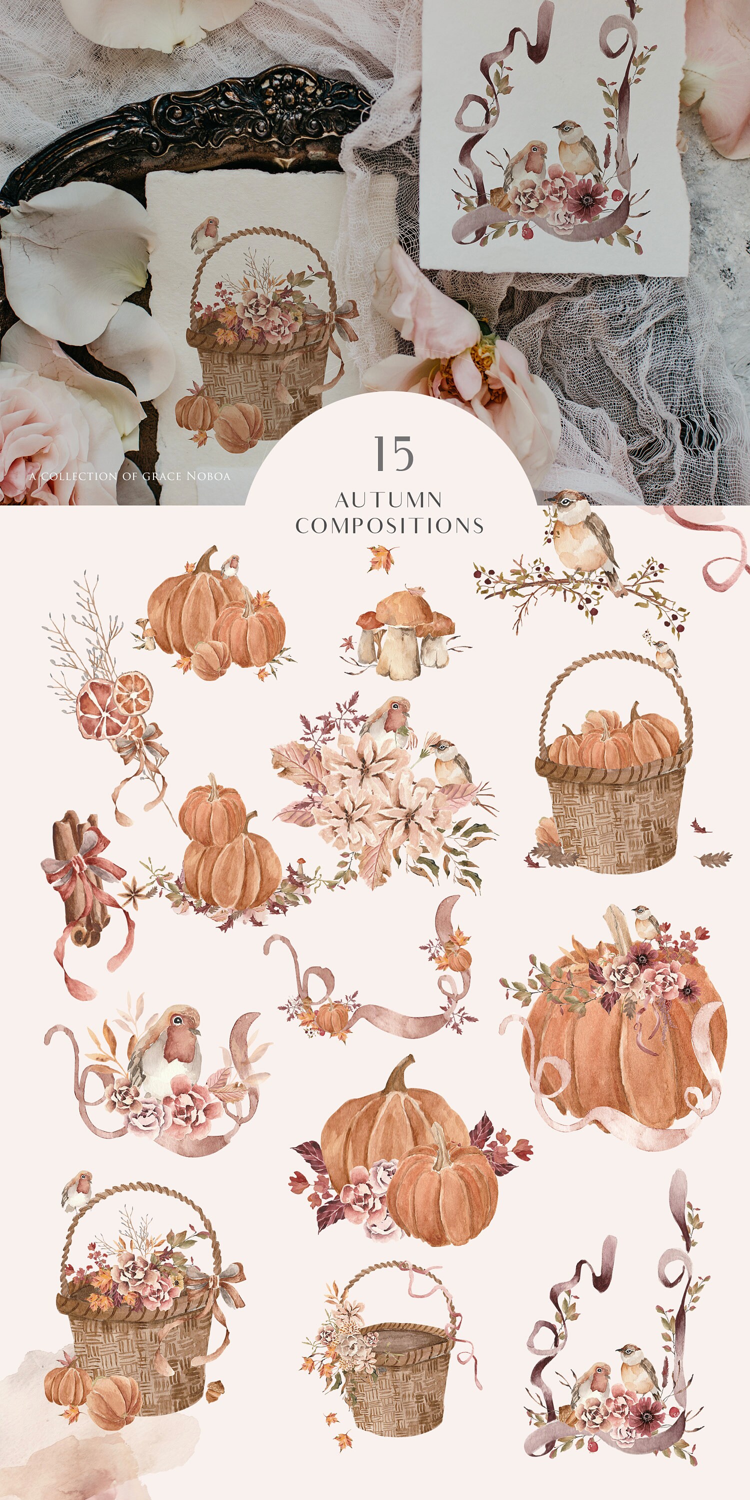 Autumn Watercolor Clipart Thanksgiving Watercolor Set - Etsy