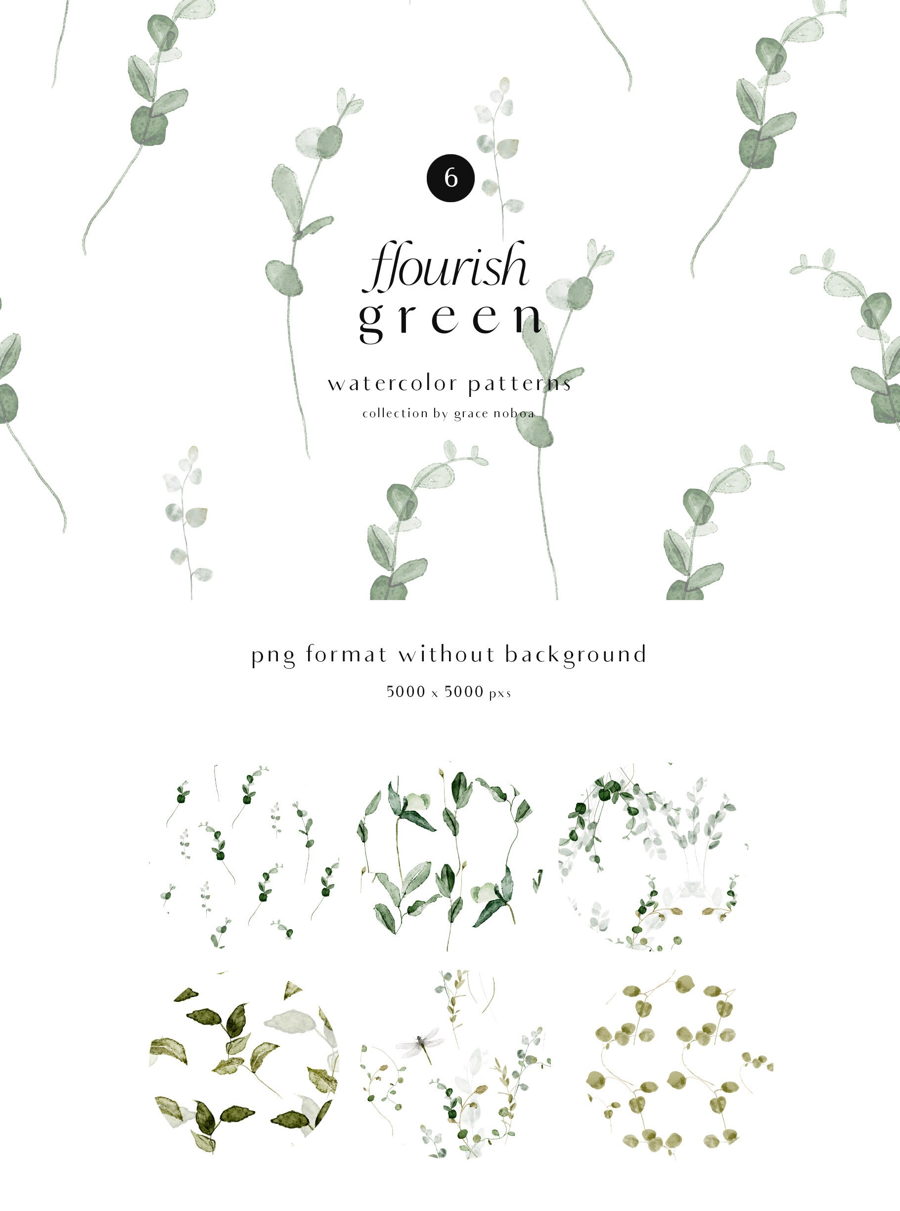 Watercolor Greenery Clipart Eucalyptus Clipart Foliage - Etsy