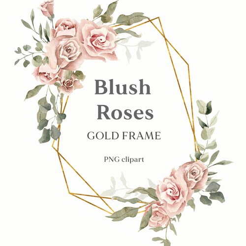 Watercolor Boho Floral Wreath Clipart Dusty Pink Rose Frame - Etsy