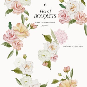 Watercolor Blush and Rose Clipart - Watercolor Flower Pink Roses Garden ...