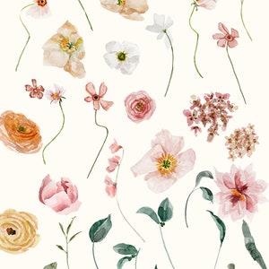 Watercolor Floral Clipart- Spring Floral Peach Flower- Spring Blooms ...