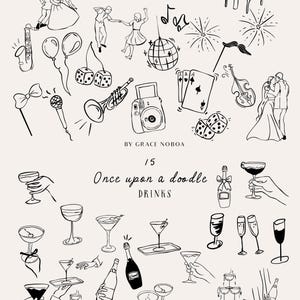 Whimsical Quirky Wedding Line Art SVG- Doodles Dolce Vita Wedding Icons ...
