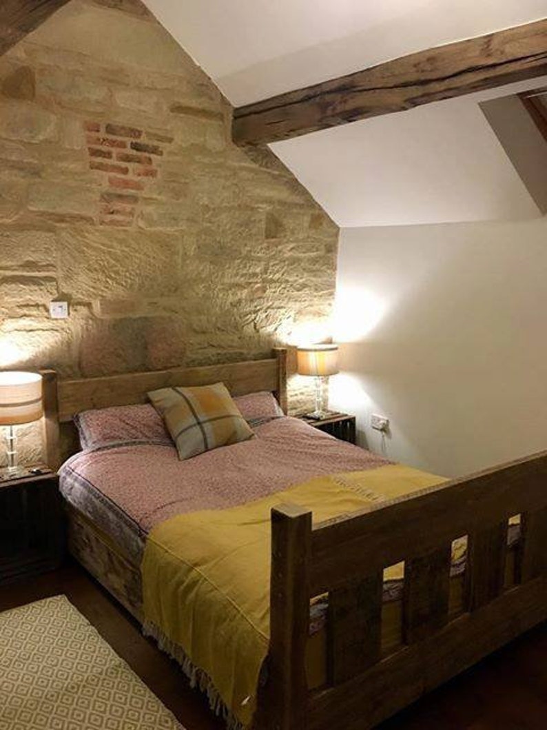 Handmade | Chunky | Rustic Bed | Farmhouse Style -high Footboard, SOLID ...