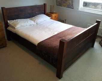 Handmade | Chunky | Rustic Bed | Boern Style - High Footboard, SOLID ...