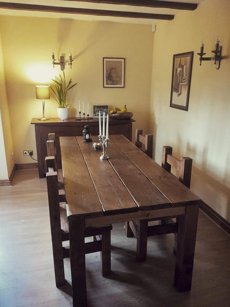 Handmade | Chunky | Rustic | Farmhouse Style Dining Kitchen Table ...