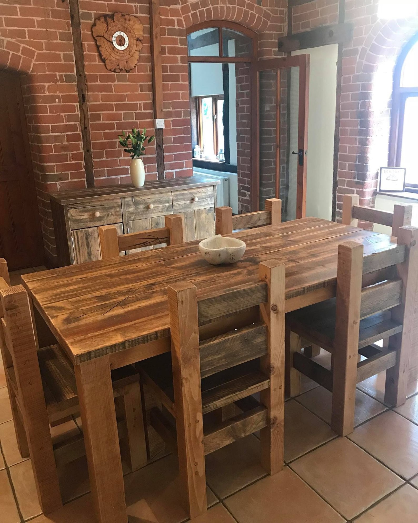 Handmade | Chunky | Rustic | Farmhouse Style Dining Kitchen Table ...