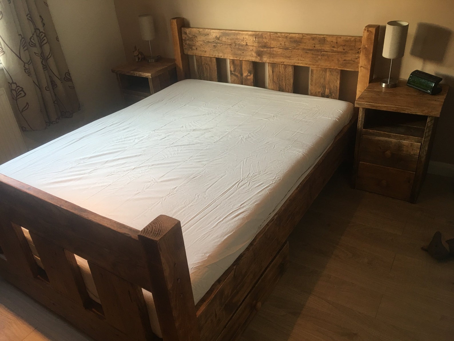 Handmade Chunky Rustic Bed Farmhouse Style High Footboard, SOLID ...