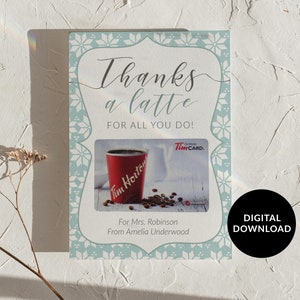 Thank a Latte Printable, Teacher Gift Card Holder Printable, Thanks a ...
