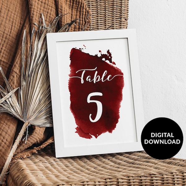 Maroon Table Numbers - Etsy