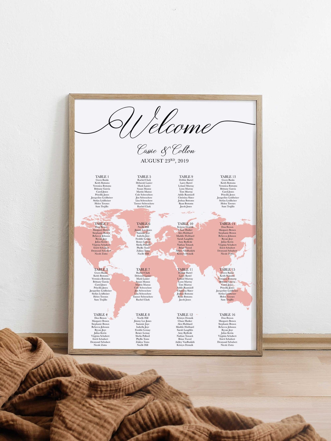 Coral World Seating Chart Pink Map Table Plan Where in the | Etsy Canada