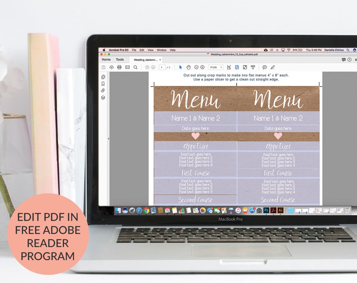 Kraft Paper Wedding Menu for a Rustic Barn Theme Digital | Etsy