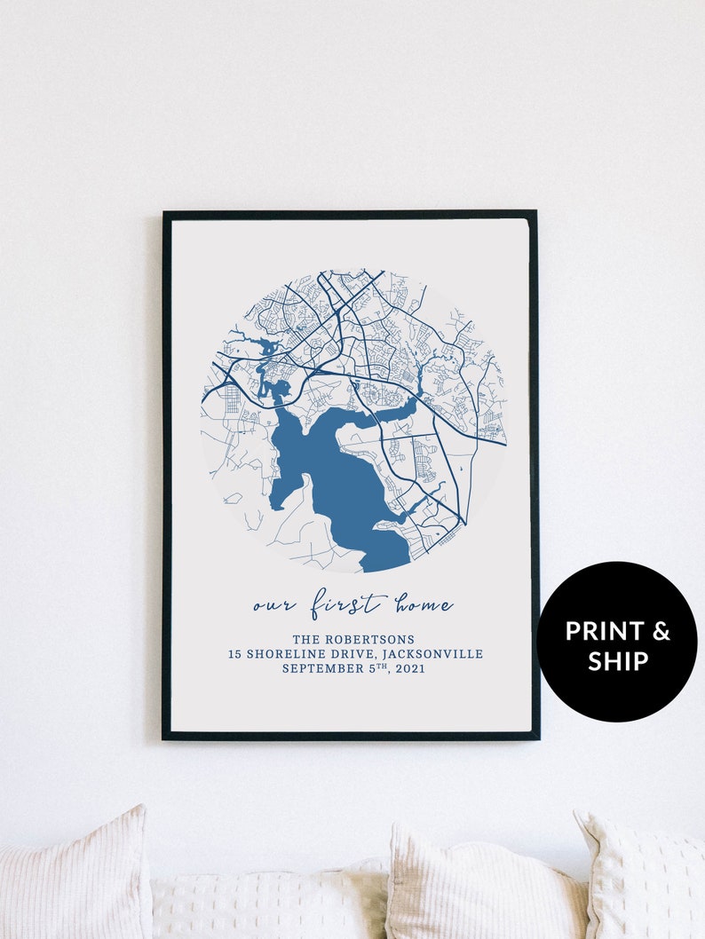 Pink Personalized Memory Map First House Poster Gift - Etsy