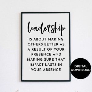 Leadership Quote Wall Art, Leadership Gift, Printable Art, Office Decor ...