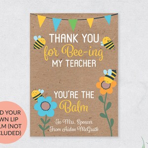 Burt Bee Teacher Thank You Gift Card Holder for End of School Year ...