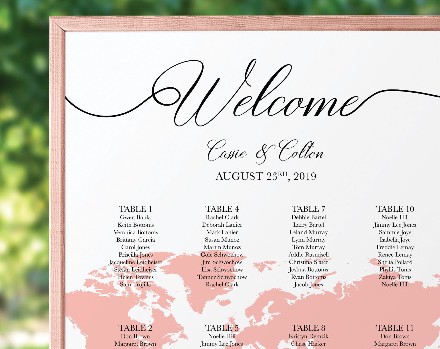 Coral World Seating Chart Pink Map Table Plan Where in the | Etsy Canada