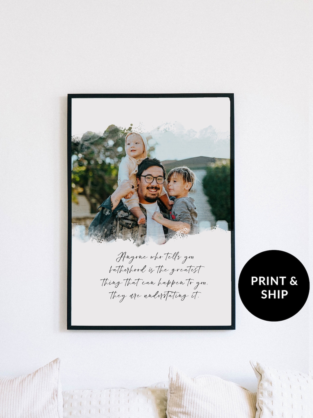 Custom Dad Portrait, Father Quote Poster, Fathers Day Gift, Custom ...