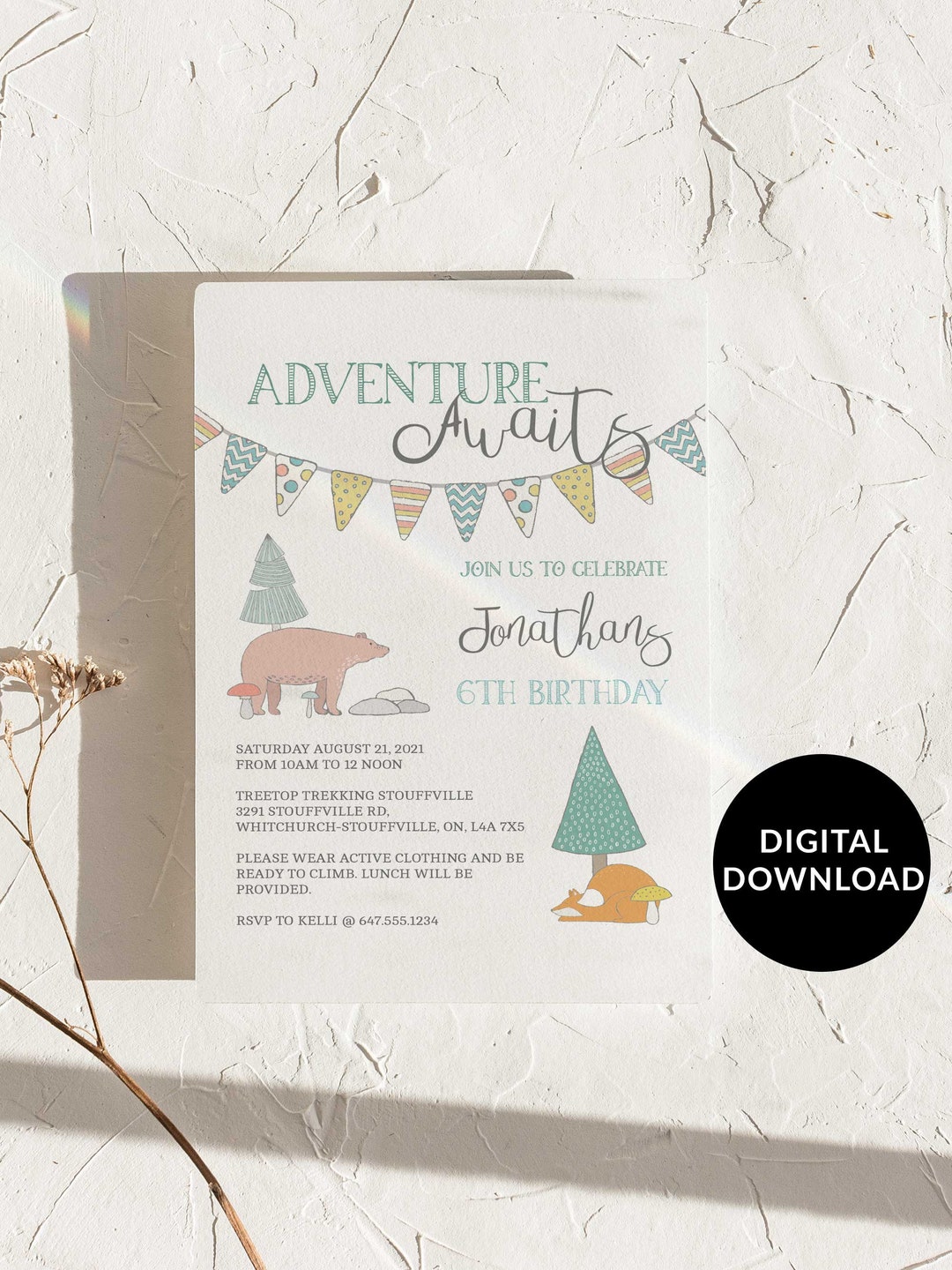 Adventure Awaits Birthday Invitations, Hike Invitation, Explore ...