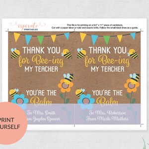 Burt Bee Teacher Thank You Gift Card Holder for End of School Year ...