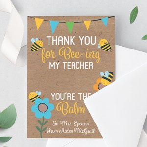 Burt Bee Teacher Thank You Gift Card Holder for End of School Year ...