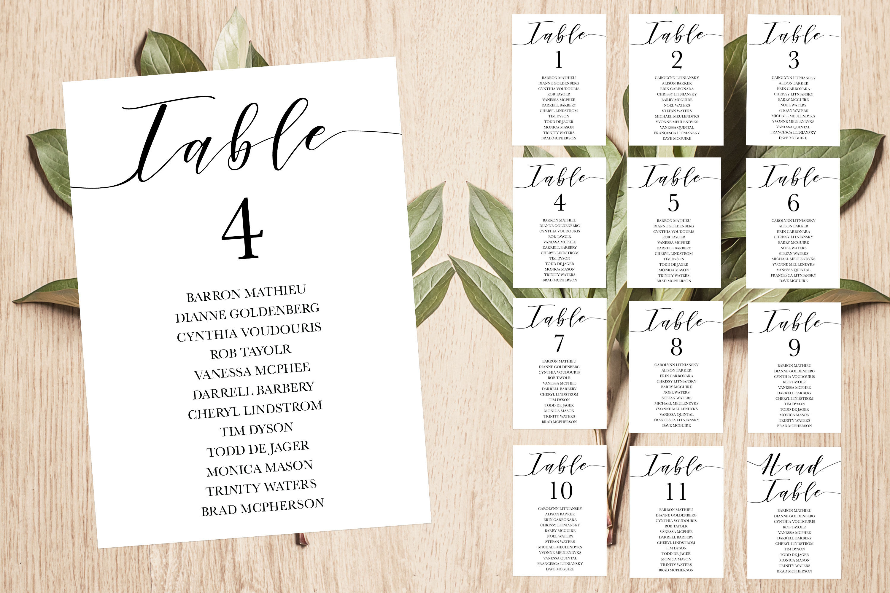 Place Card Template Table Number Template Seating Chart - Etsy